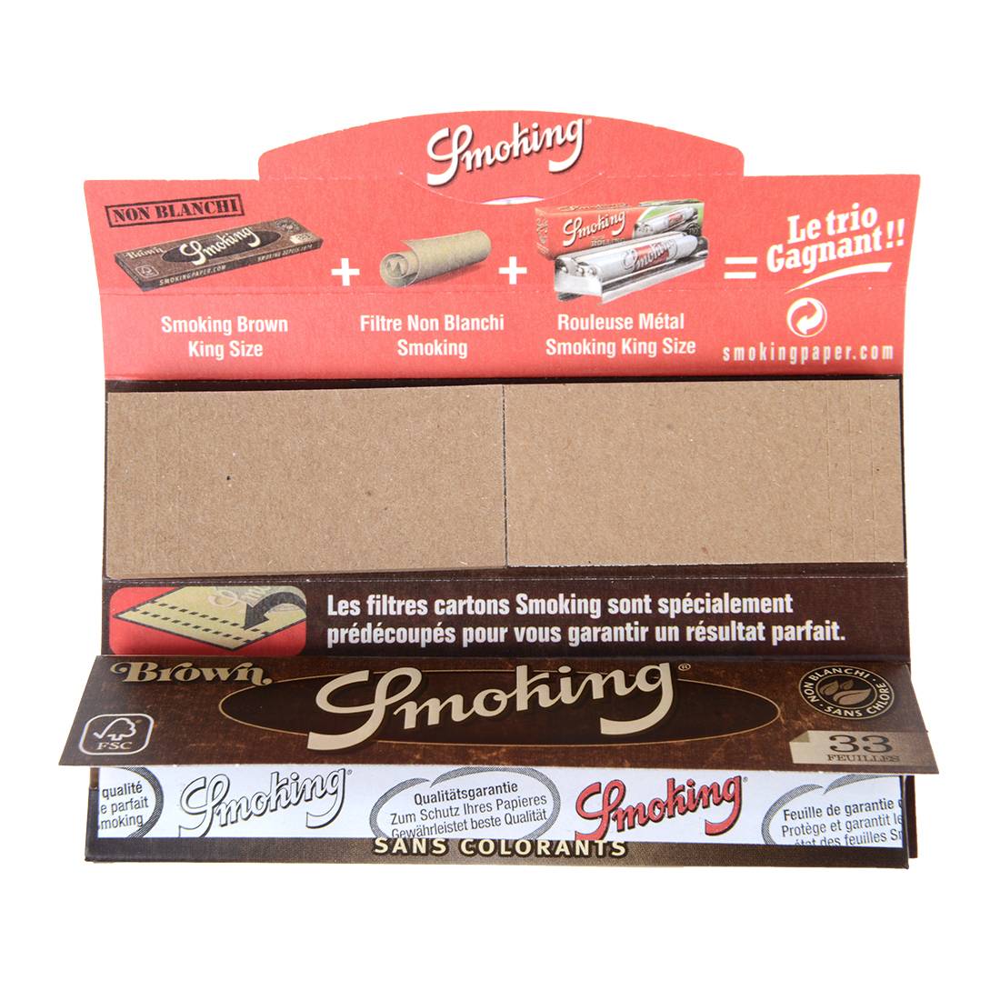10 carnets de papier à rouler Smoking Brown, Smoking Slim King Size